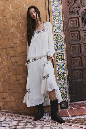 Free People Azalea Embroidered Maxi Dress - Ivory Combo