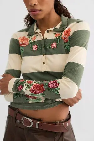 Free People We The Free Georgie Long Sleeve Tee - Ecru Combo