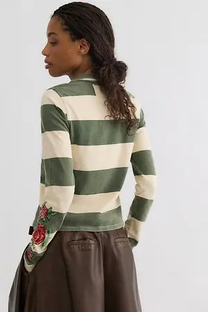Free People We The Free Georgie Long Sleeve Tee - Ecru Combo