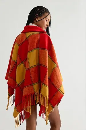 Free People Highland Plaid Poncho