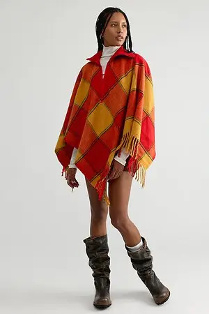 Free People Highland Plaid Poncho