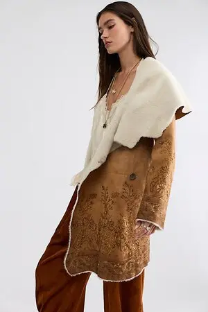 NIGEL PRESTON Anastasia Painted Suede Coat
