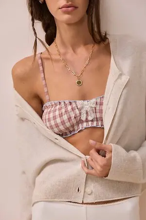 For Love & Lemons Prairie Gingham Bralette - Brown