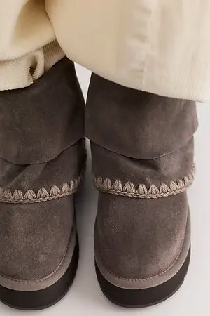 Mou Foldover Platform Boots - Charcoal