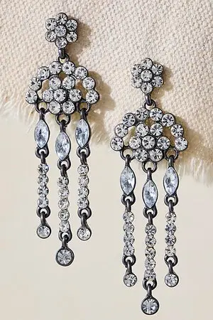 Free People Evening Sparkle Dangle Earrings Light Hematite/clear