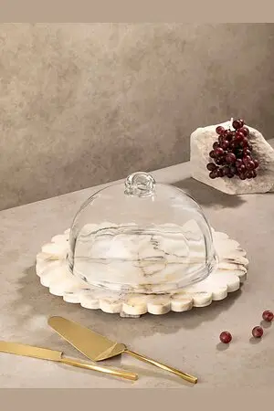 GAURI KOHLI Kismet Marble Cloche Board - Ivory