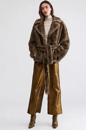 STAND STUDIO Studios Silena Faux Fur Coat - Beige