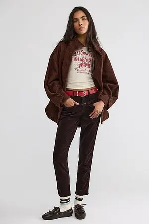 Closed Pedal Pusher Relaxed Corduroy Pants - Cinder Brown