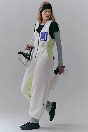 Free People Scout It Out Fleece Overall - Ivory Combo