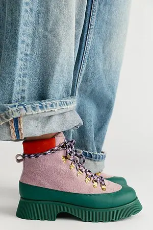 CHARLOTTE STONE SHOES Morris Color-block Hiker Boots - Violet