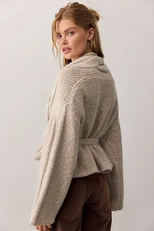 Free People Enlaced Cable Knit Wrap Cardigen