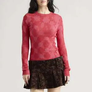 PAOLINA RUSSO Illusions Knit Long Sleeve Fitted Top