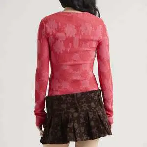 PAOLINA RUSSO Illusions Knit Long Sleeve Fitted Top