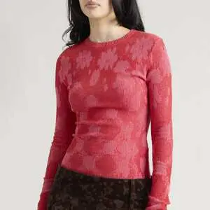 PAOLINA RUSSO Illusions Knit Long Sleeve Fitted Top