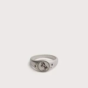 COMMON LINES Midnight Stallion Ring - Silver