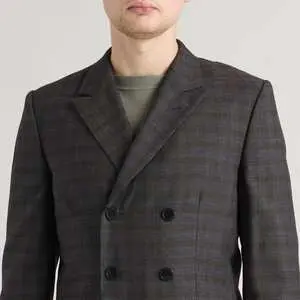 Dries Van Noten Bent Abstract Check Wool Blazer