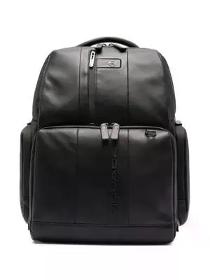 PIQUADRO Urban Logo-embossed Leather Backpack - Black