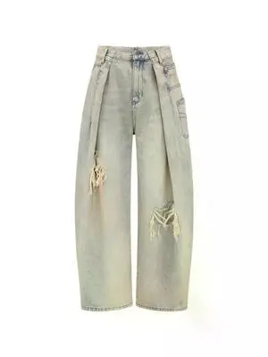 FENG CHEN WANG Pleated Distressed Jeans