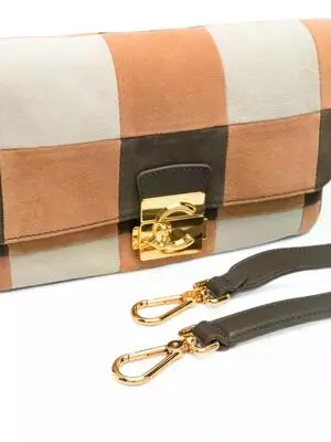 COCCINELLE C-me Lock Check-pattern Clutch Bag
