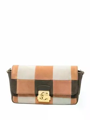 COCCINELLE C-me Lock Check-pattern Clutch Bag - Neutrals