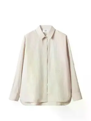 Maison Kitsuné Vertical-stripe Logo-embroidered Shirt - Neutrals