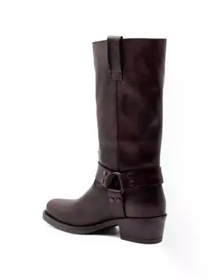 JULIE DEE Harness-detail Square-toe Boots