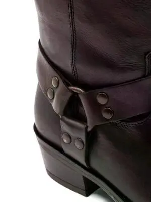 JULIE DEE Harness-detail Square-toe Boots