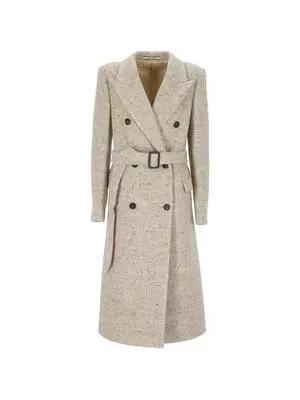 Tagliatore Herringbone-pattern Belted Coat - Neutrals