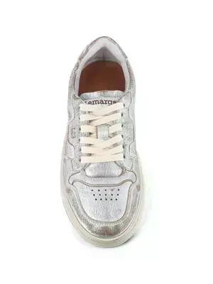 LEMARGO Metallic-effect Perforated Sneakers - Silver