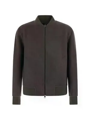 LOW BRAND Zip-up Wool Bomber Jacket - Grey
