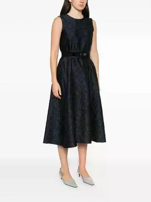 Max Mara Jacquard-woven Belted Dress