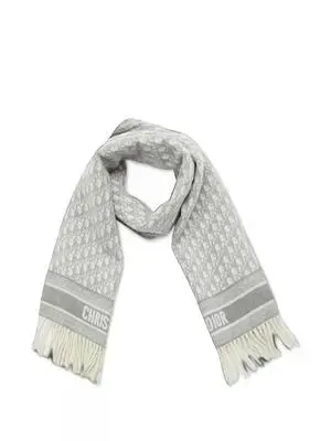 Dior Oblique Jacquard Fringed Scarf - Grey
