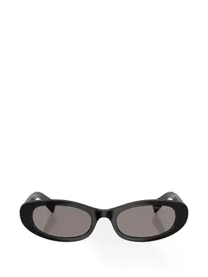 Miu Miu Logo-plaque Oval-frame Sunglasses - Black