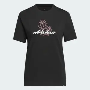 Adidas Floral Wordmark Graphic T-shirt - Black