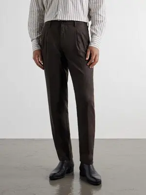 SLOWEAR Tapered Pleated Wool-blend Flannel Trousers