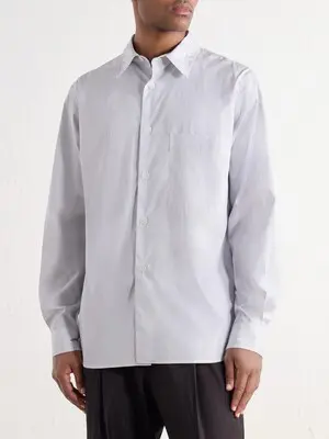 MARGARET HOWELL Point-collar Pinstriped Cotton-poplin Shirt