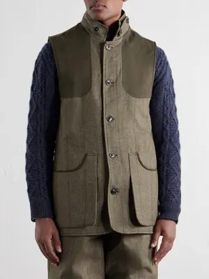 Purdey Herringbone Wool-blend Tweed Gilet
