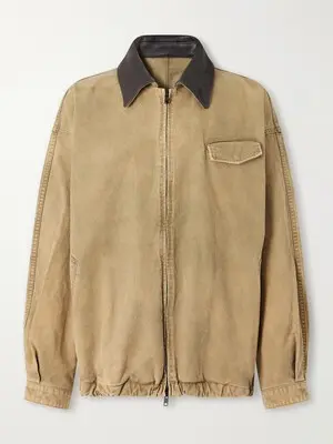 SSSTEIN Leather-trimmed Cotton-corduroy Jacket