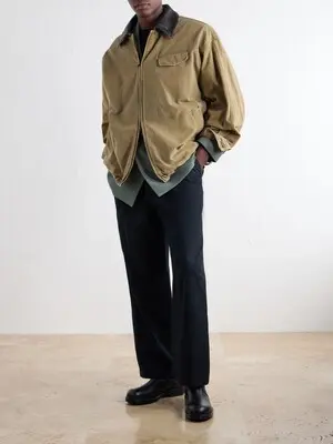 SSSTEIN Leather-trimmed Cotton-corduroy Jacket