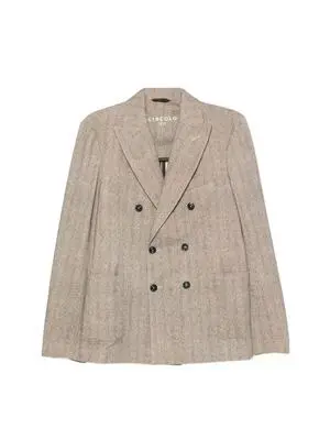 CIRCOLO 1901 Double-breasted Herringbone Blazer - Neutrals
