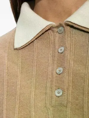 Paul & Shark Ribbed-knit Polo Top - Neutrals