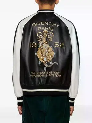 Givenchy Varsity Jacket In Nappa Leather With Chandelier And Snake Embroideries