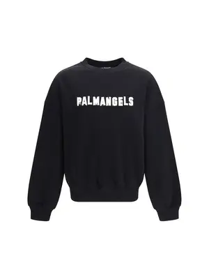 Palm Angels Logo Printed Crewneck Sweatshirt - Black