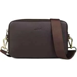 AARNI Large Crossbody Bag, Dark Brown - Silver