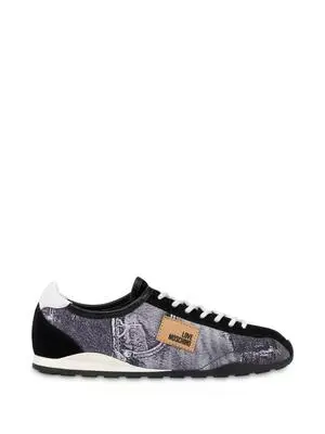 Moschino Denim-print Panelled Sneakers