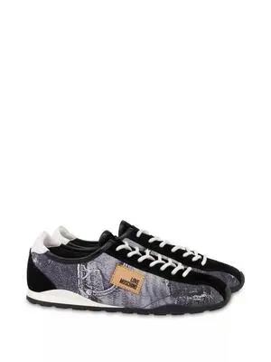Moschino Denim-print Panelled Sneakers