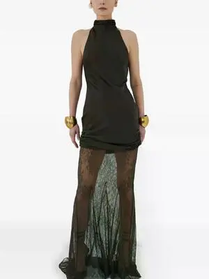 DE LA VALI Eldra Lace-panel Maxi Dress