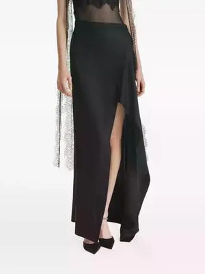 2310 STUDIO Asymmetric Wrap-style Skirt - Black