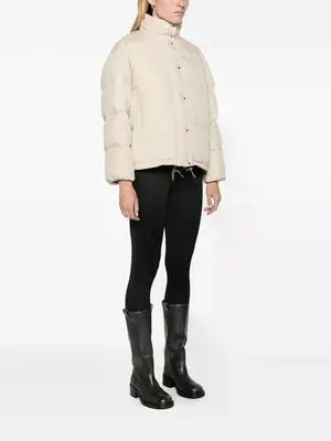 Moncler Verone Leather-trimmed Short Down Jacket