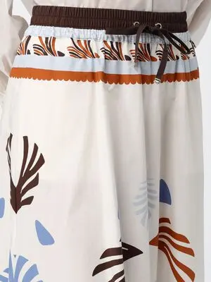 Herno A-line Midi Skirt In Cotton With Graphic Print And High Waist